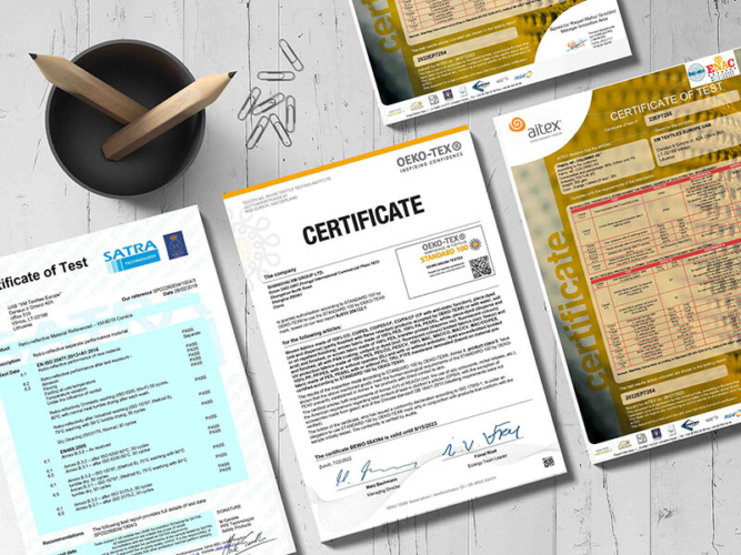 Certificates | XM Textiles - Fabrics for workwear